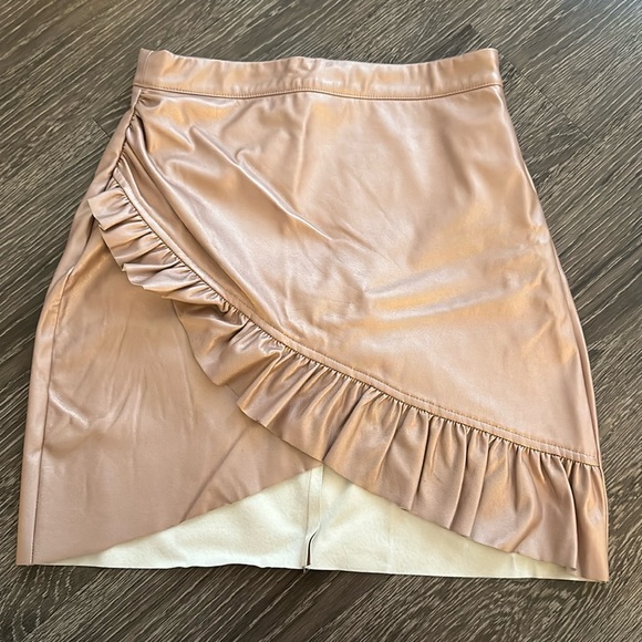 Skirts | Dusty Shimmer Metallic Skirt With Side Ruffle Design | Poshmark